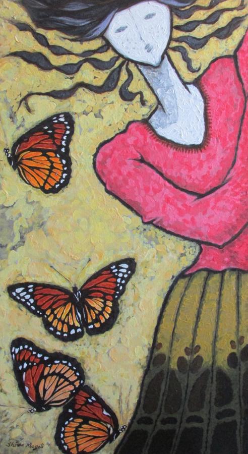 A Girl With Monarch Butterflies by artist Shivayogi Mogali – Image ...