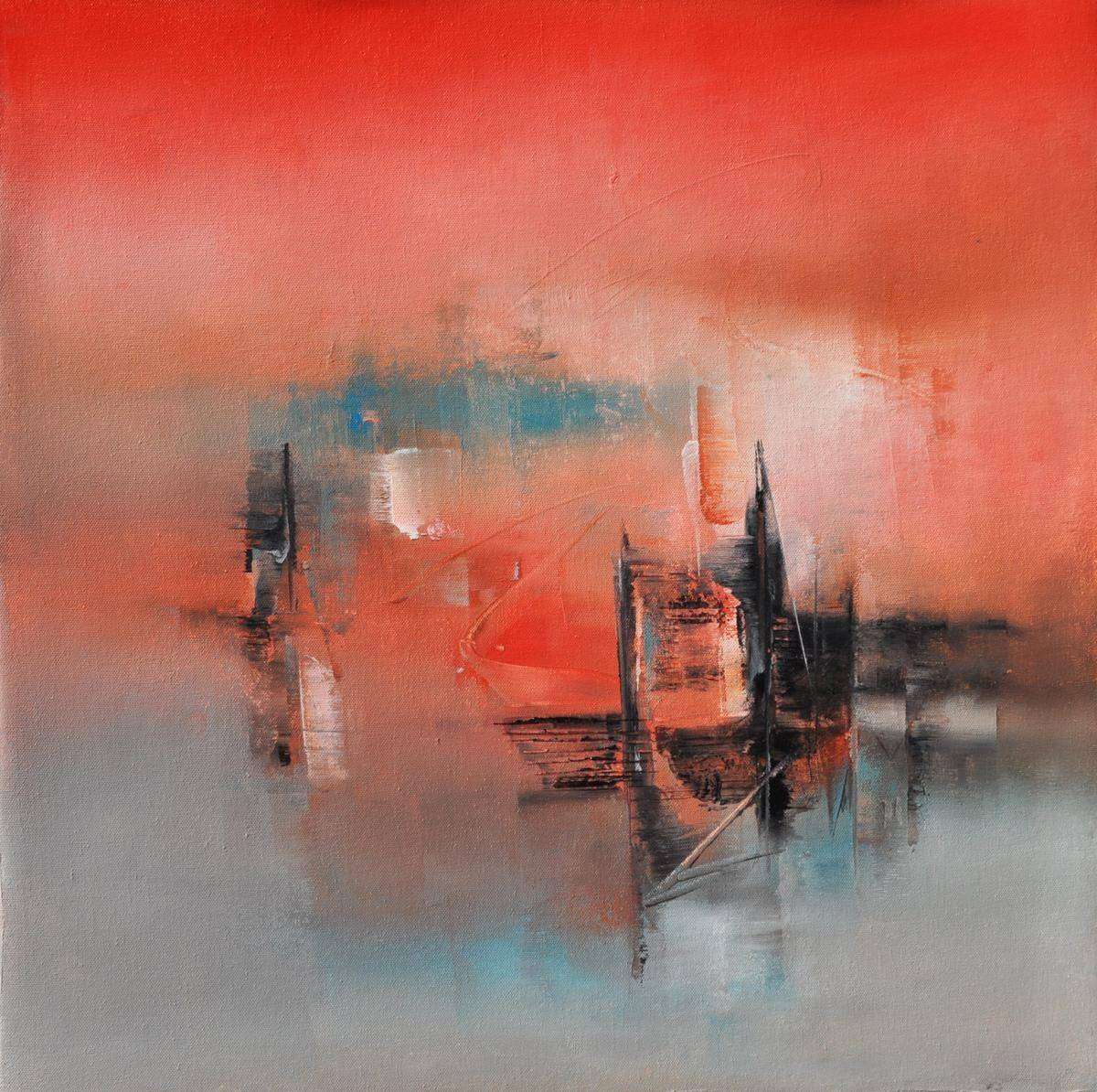 Settling Red by artist Raju Durshettiwar – Image, Painting | Mojarto