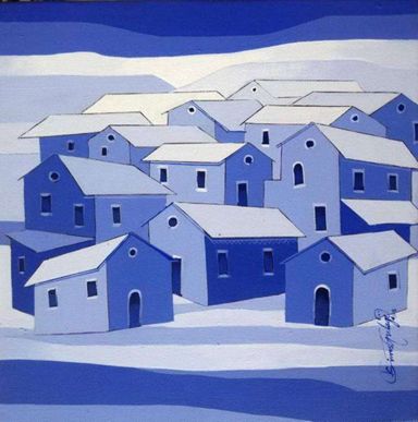 Gray Village - 140 by artist Suresh Gulage – Image, Painting | Mojarto