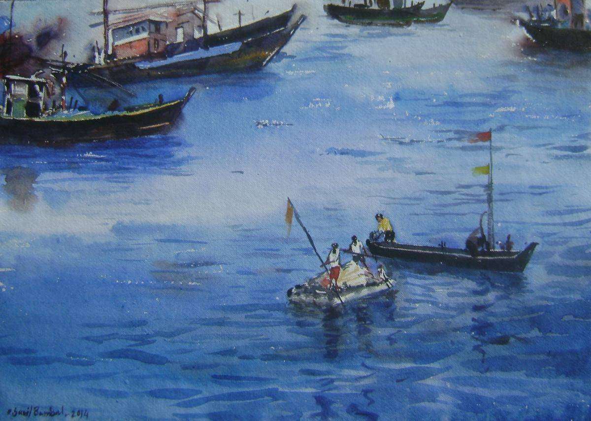 Blue Water by artist Sunil Bambal – Image, Painting | Mojarto