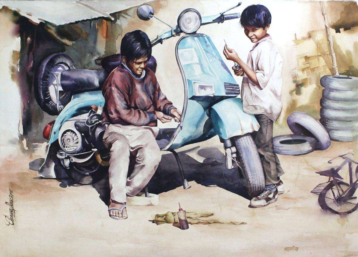 Child Labour 4 by artist Chinmay Das – Image, Painting | Mojarto