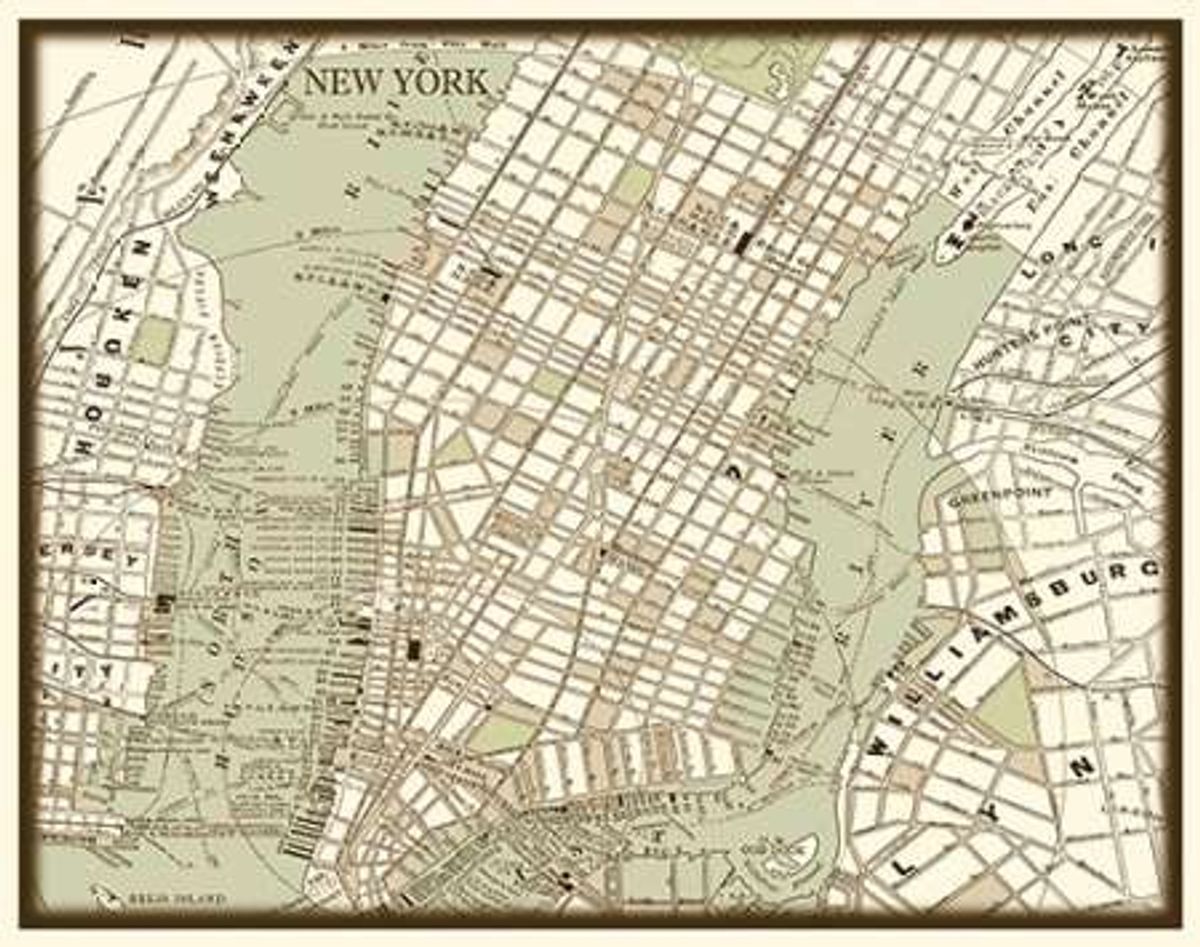 Sepia Map of New York by Vision Studio Online | Mojarto