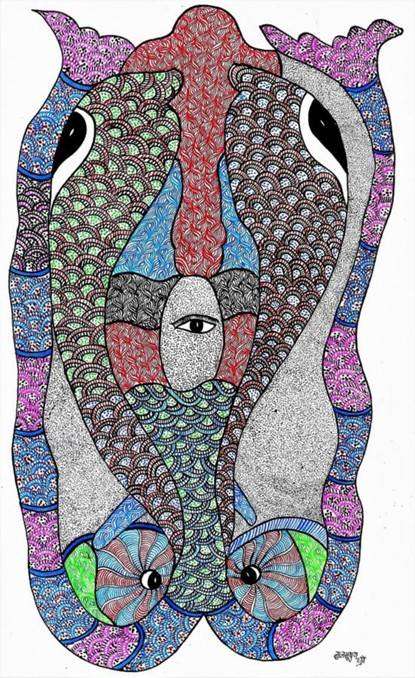 Gond painting illustrating a beautiful mind of a gond painter. by ...