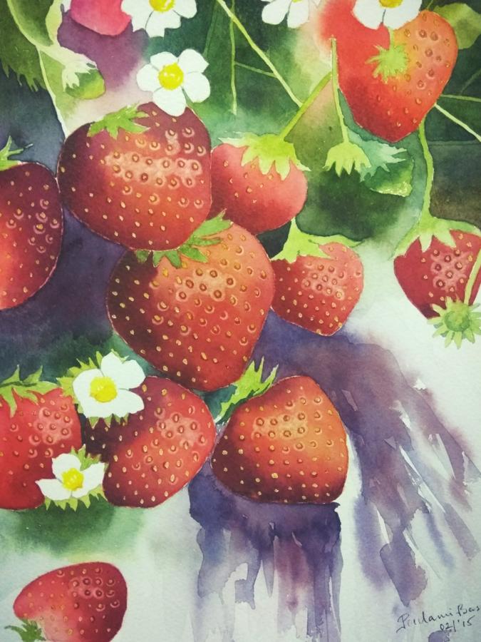 Strawberries by artist Poulami Basu – Image, prints | Mojarto