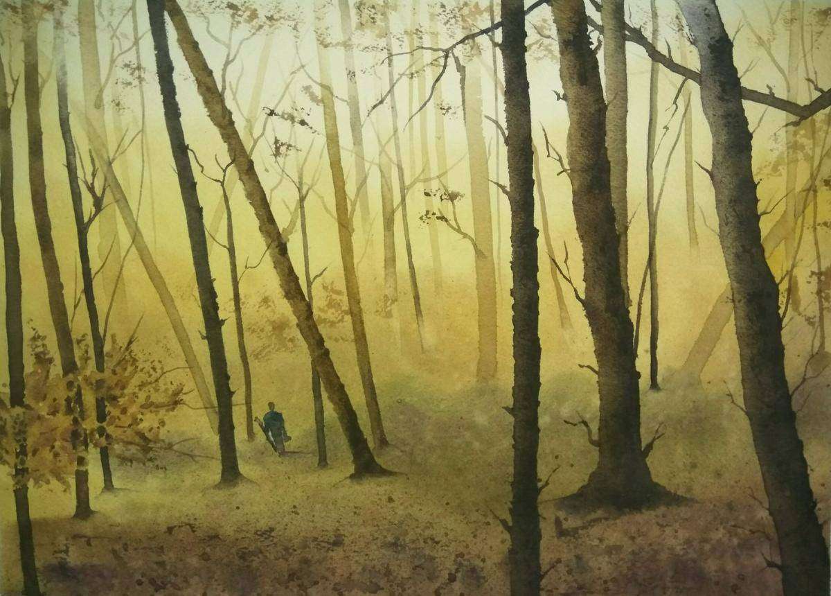 Misty Woodland by artist Poulami Basu – Image, Painting | Mojarto