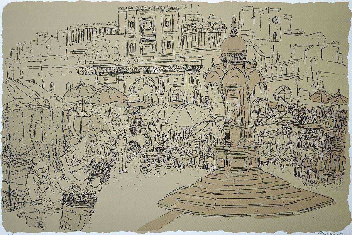 Bhadra Fort by artist Vrindavan Solanki – Image, Serigraph | Mojarto