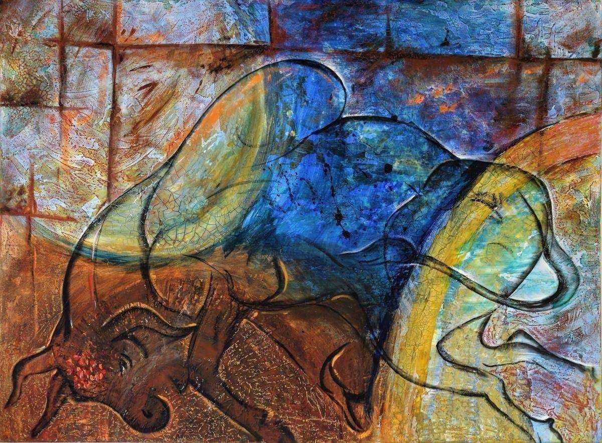 Bull Run by artist Poonam Malik – Image, Painting | Mojarto