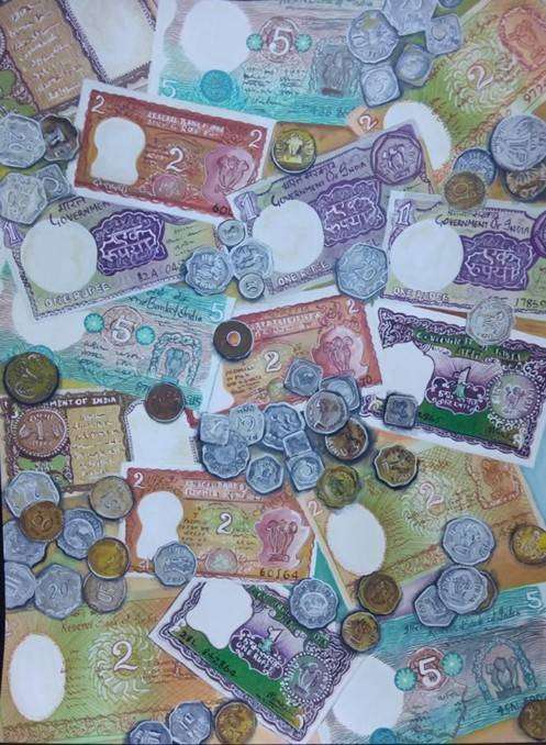 Indian Currency by artist Aastha Bairollia – Image, Painting | Mojarto