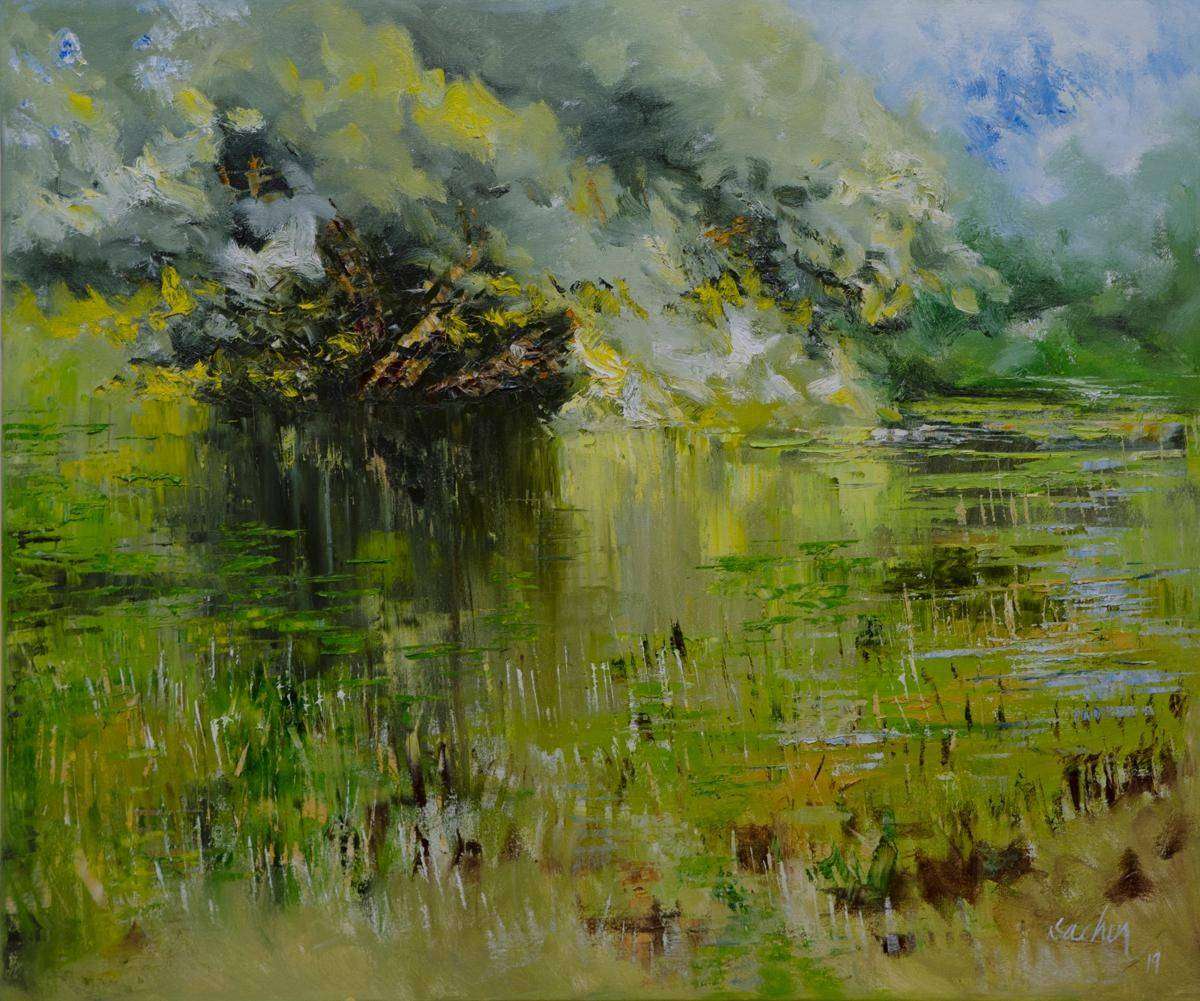green lake - from reflections series by artist Sachin Upadhye – Image ...