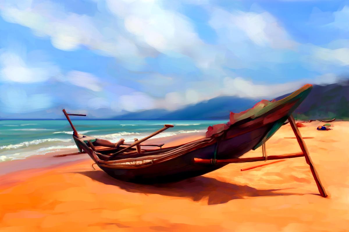 Kattumaram on Beach - 20 by artist The Print Studio – Image, prints ...