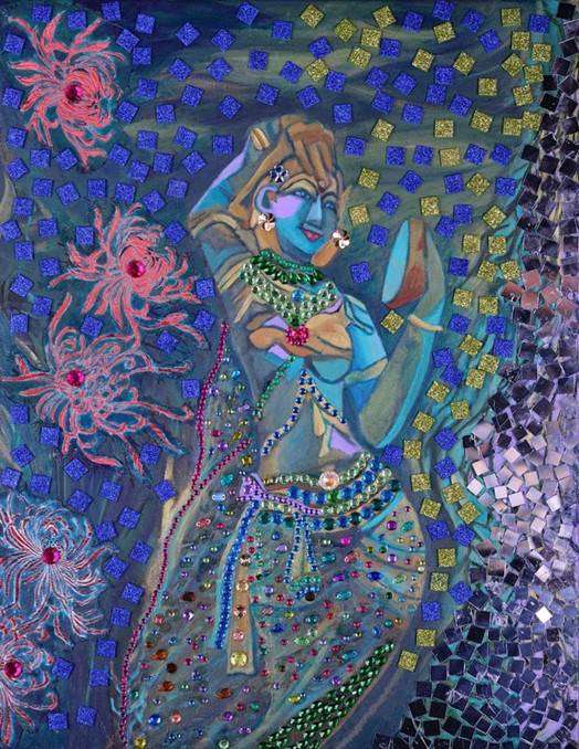 Indian lady with mirror by artist Anita Saran – Image, prints | Mojarto