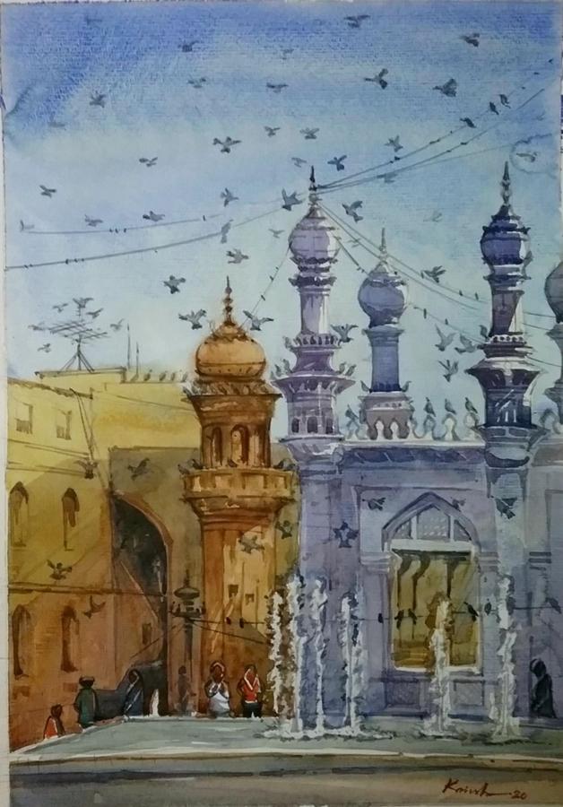 Macca Masjid by artist Krishnendu Halder – Image, Painting | Mojarto