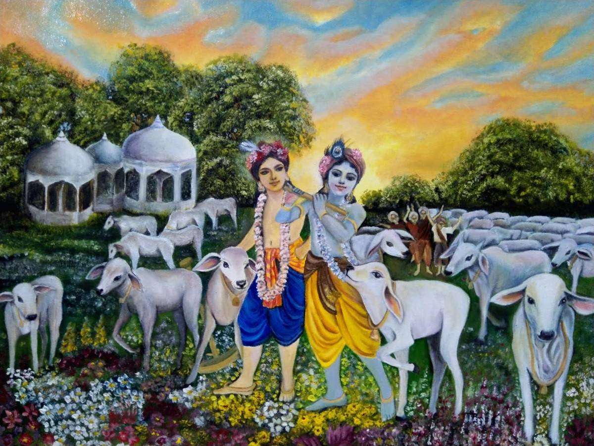 Krishna & Balarama by artist Priya Kurup – Image, Painting | Mojarto