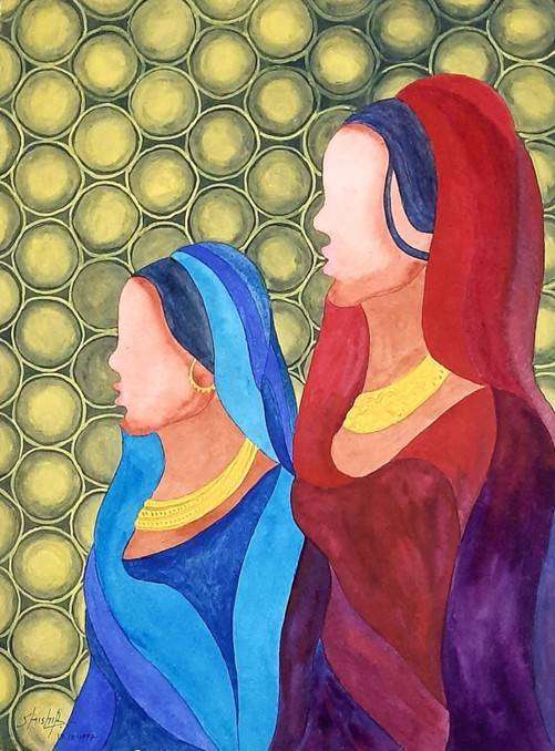Sisters by artist Shishir Pandey – Image, Painting | Mojarto