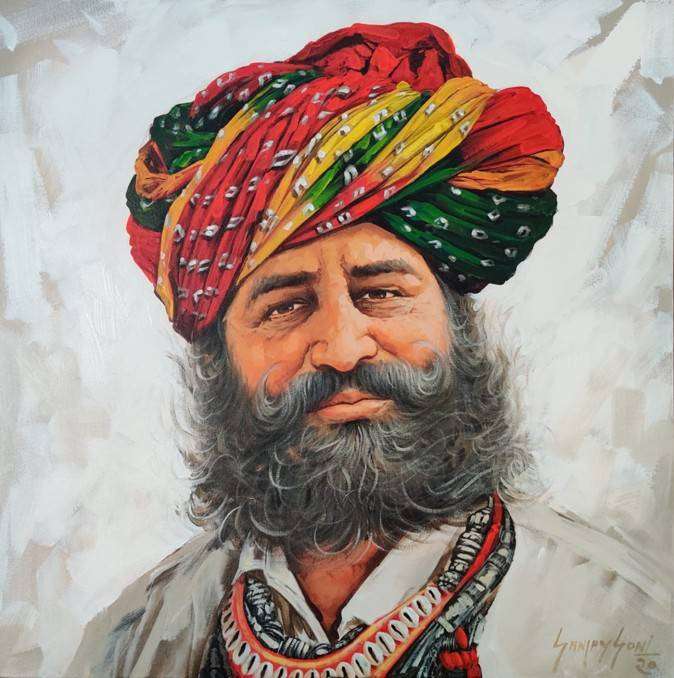 Turban Man by artist Sanjay Soni – Image, Painting | Mojarto