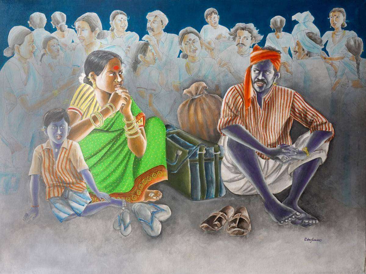 WAITING by artist Konduru Nageswar rao – Image, Painting | Mojarto