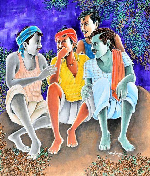 RELAXING by artist Konduru Nageswar rao – Image, Painting | Mojarto