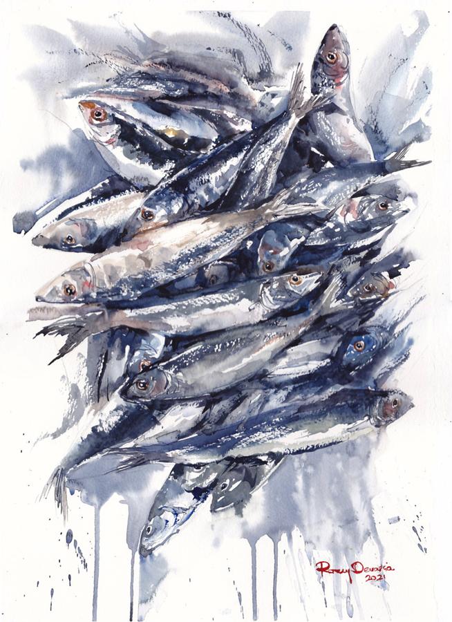 Sardines by artist Roney Devassia – Image, Painting | Mojarto