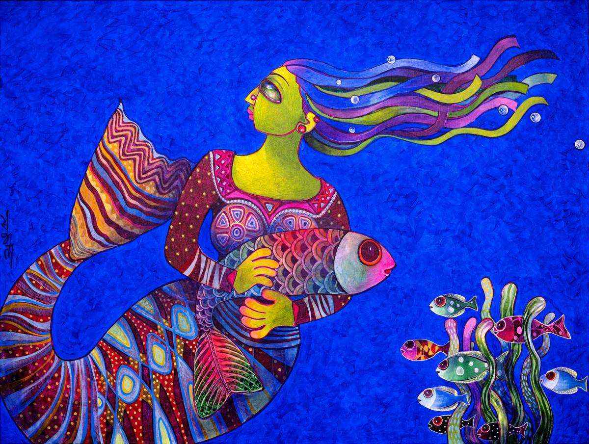 Mermaid 2 by artist Sunita Dinda – Image, Painting | Mojarto
