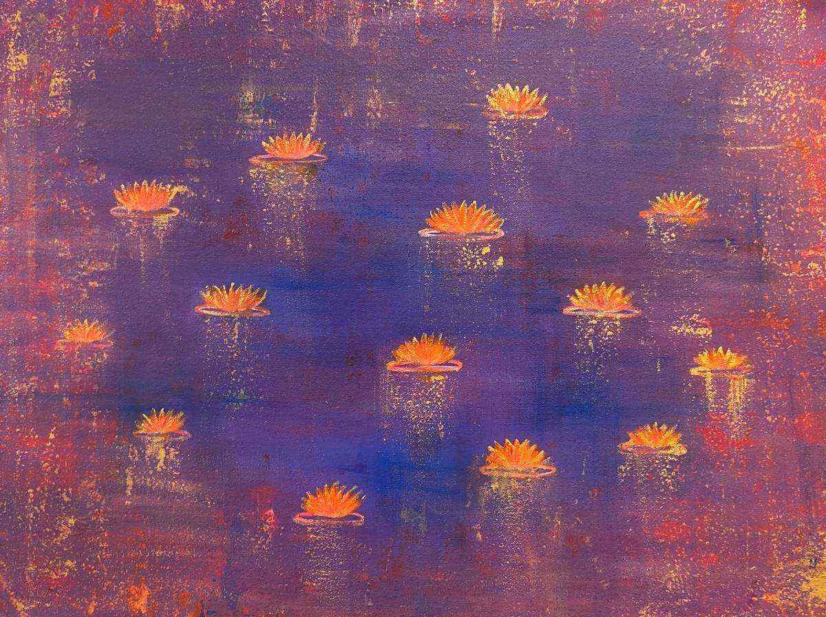 Waterlilies : complacent by artist Cheena Madan – Image, Painting | Mojarto