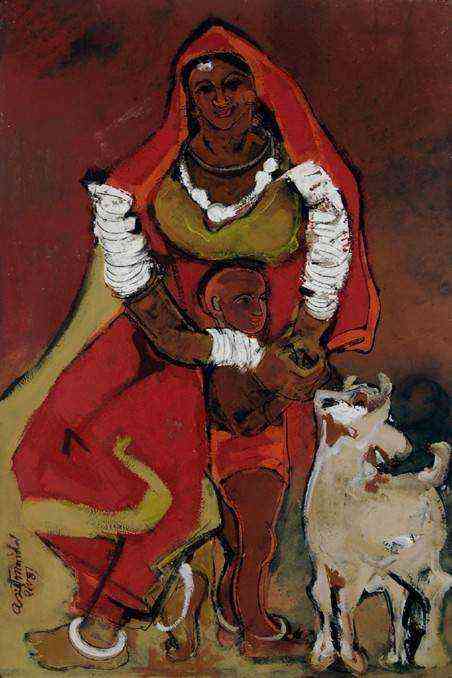 Mother and Child by artist Asit Mondal – Image, Painting | Mojarto